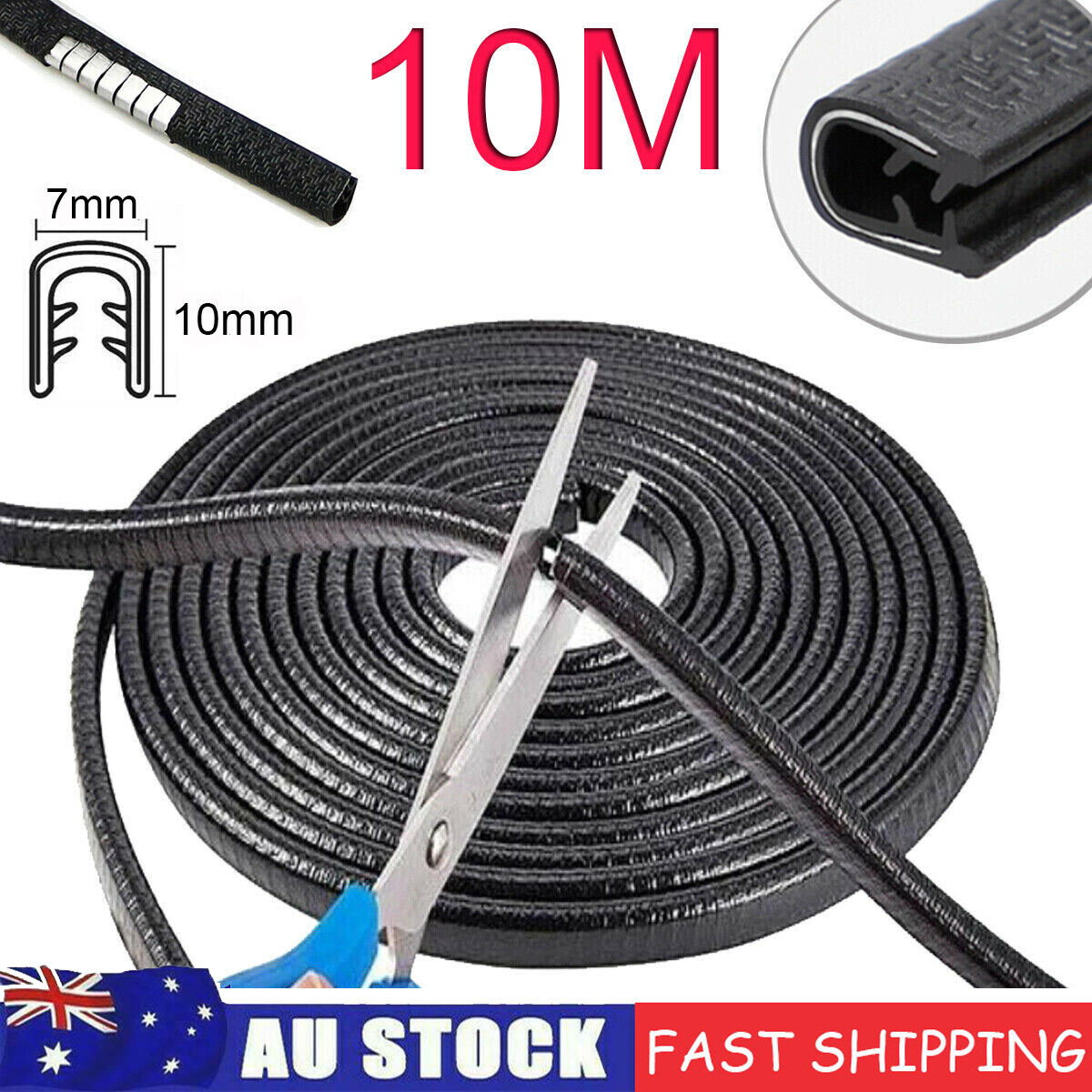 10M Rubber Pinch Weld Seal Strip Car Caravan Door Edge U Channel ...