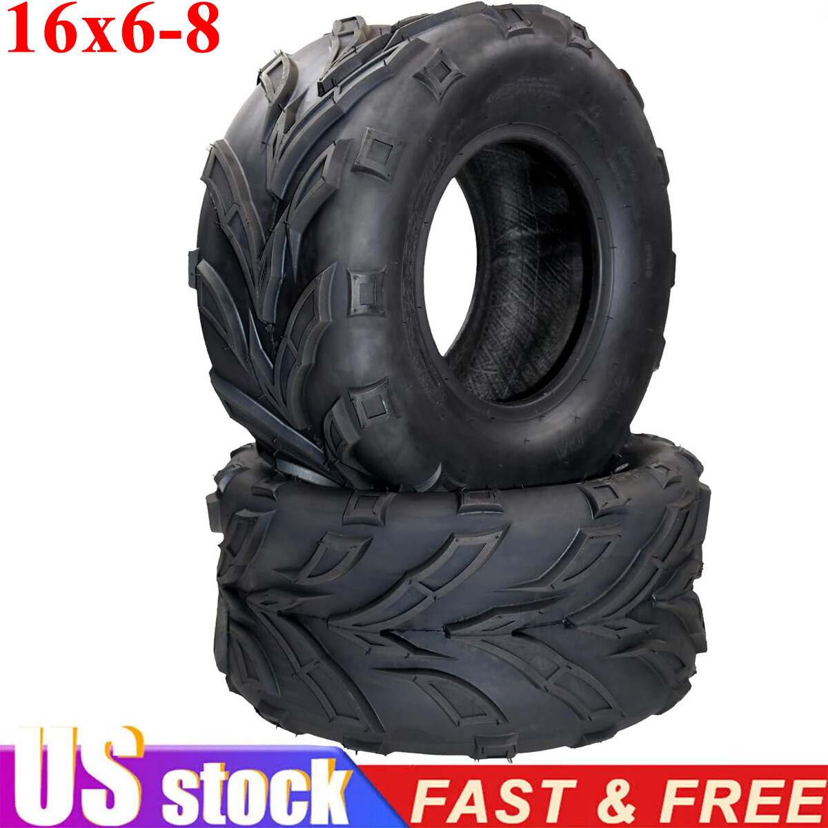 Pair of 2, 16x6-8 16x6x8 ATV Tires All Terrain AT 4 Ply Tires 16x6.00-8 ...