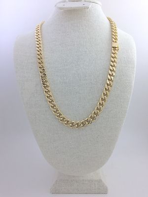Gold Plated Box Lock Cuban Link Chain, 10mm Wide (24 in, 30 in, or 36 ...