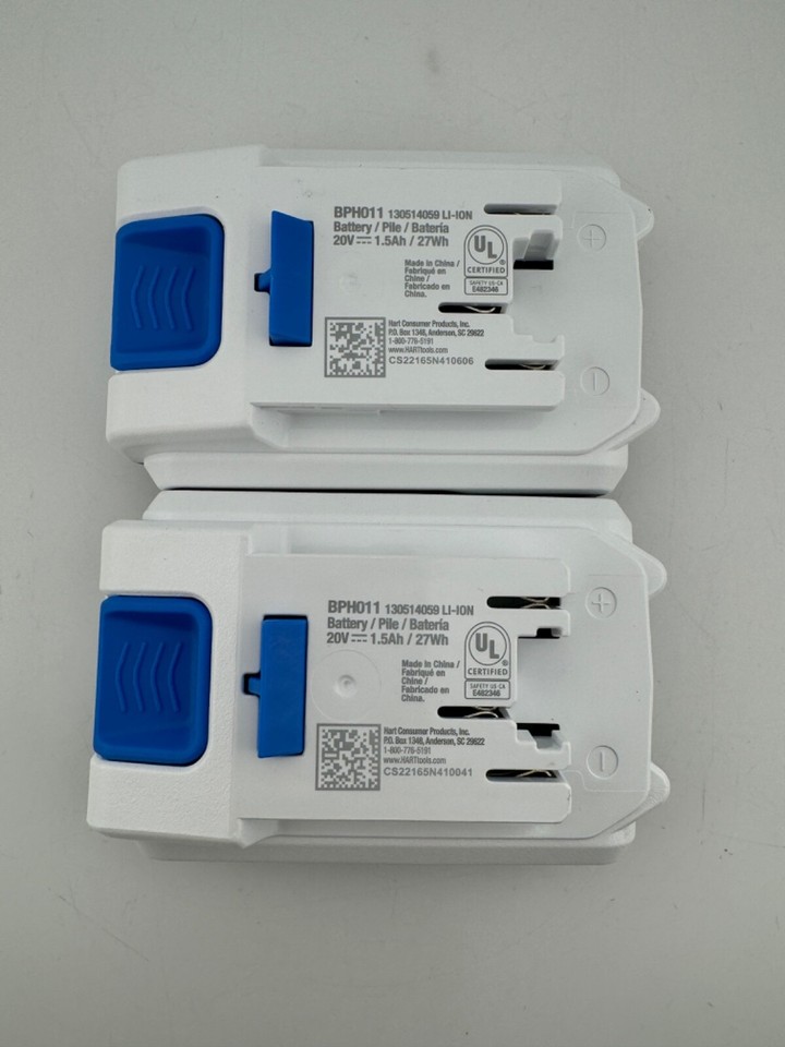 [2-PACK] HART (BPH011) 20V 1.5 AH LITHIUM-ION BATTERY - WHITE | eBay