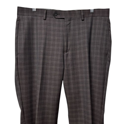 Ralph Lauren 100% Wool Gray Tattersall Plaid Flat Front Dress Pants ...
