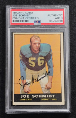 Rare 1961 JOE SCHMIDT Signed Topps Football Trading Card-DETROIT LIONS ...