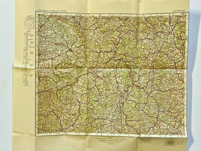 Original Antique World War II U.S. Army Intelligence Map; "L 52 Kassel ...
