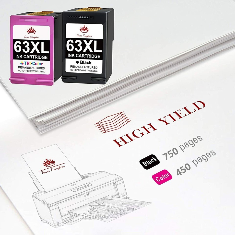 Ink Cartridge Combo For HP 63XL OfficeJet 3830 4650 4652 ENVY 4512 4513 ...