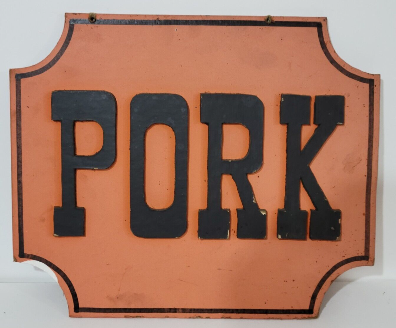 VTG Beef Veal Pork Plasterboard Butcher Meat Signs Double Sided Raised ...