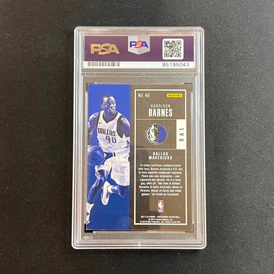 2017-18 Panini Contenders #46 Harrison Barnes Signed Card AUTO PSA ...