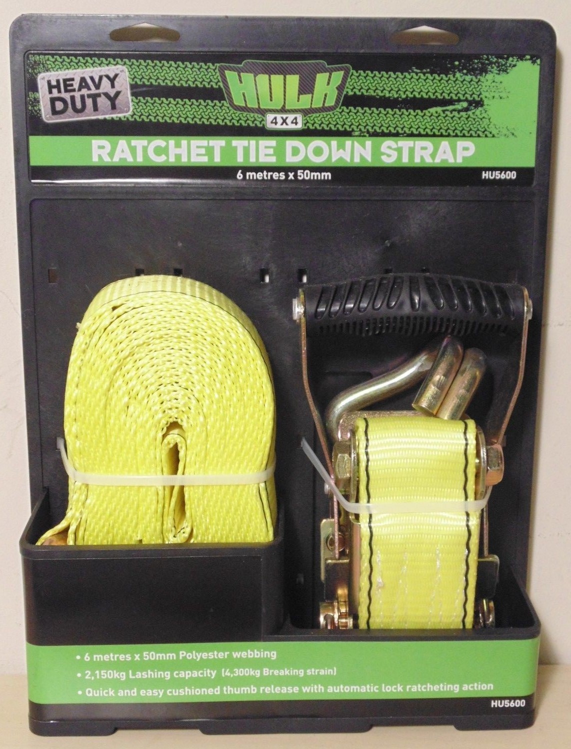 Hulk 4x4 Ratchet Tie Down Strap 6.0M for Trailer Ute Truck Utility 4WD ...