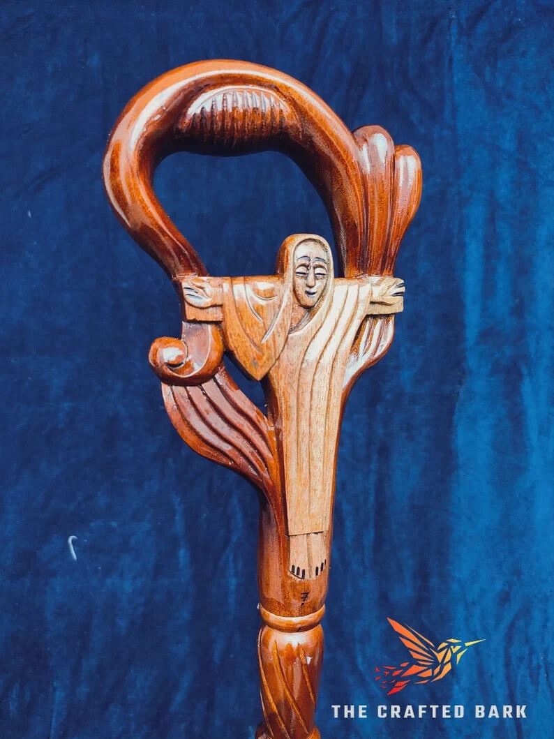 Christ Crucified Carved Cane Sacred Symbol of Faith a… - Gem