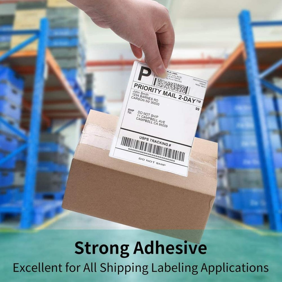 500 4"x6"Fanfold Direct Thermal Shipping Labels for Zebra BEEPRT Rollo ...