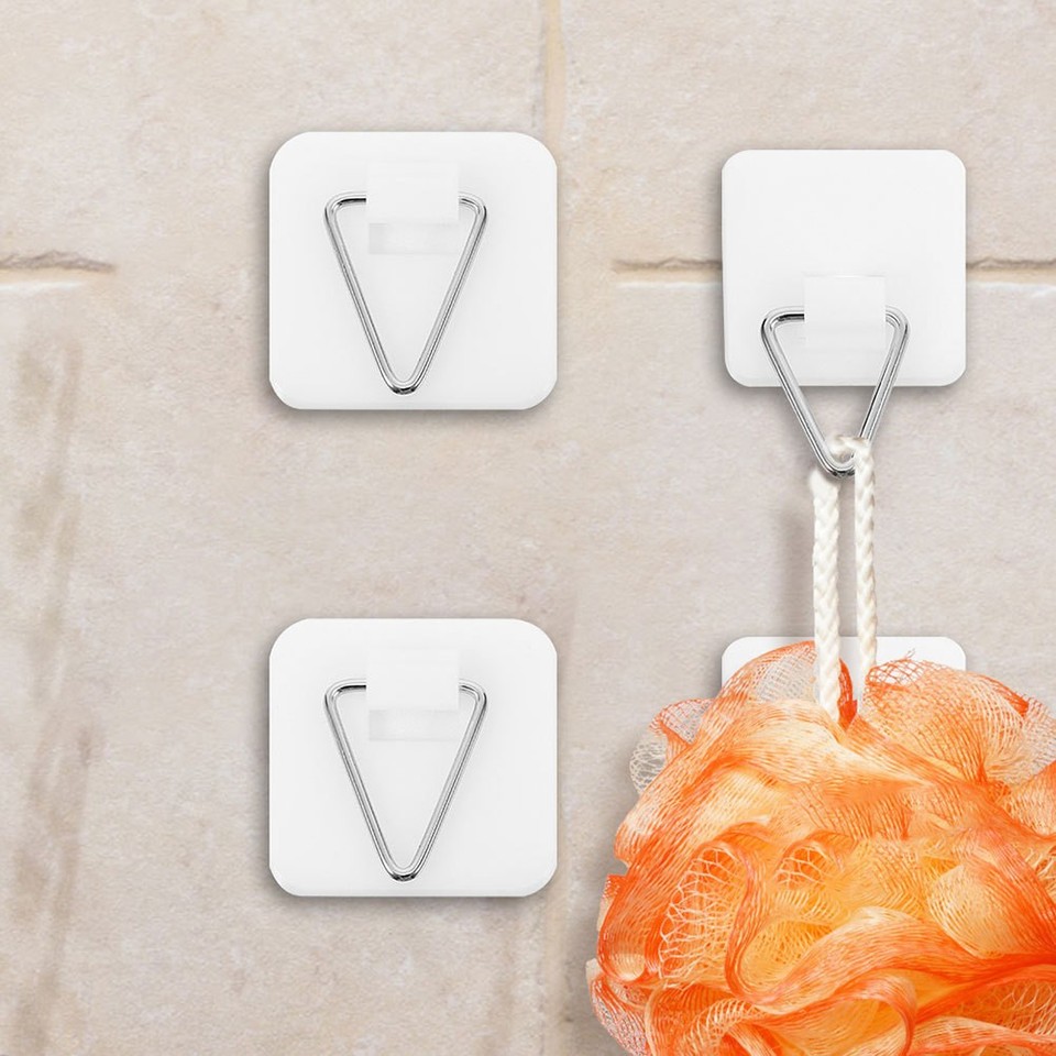 20pcs Adhesive Plastic Hooks: Wall Sticky Picture Hangers For Photo ...