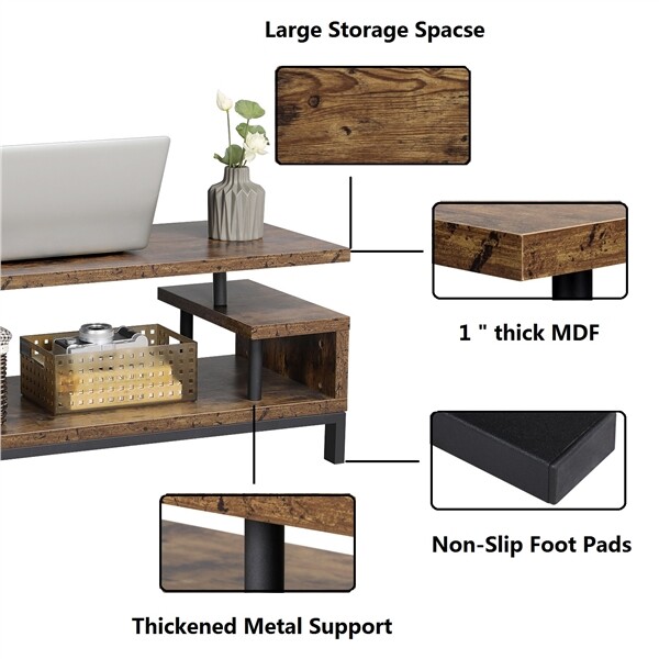 Media Console Table Small Entertainment Center Wood TV Stand for Living ...