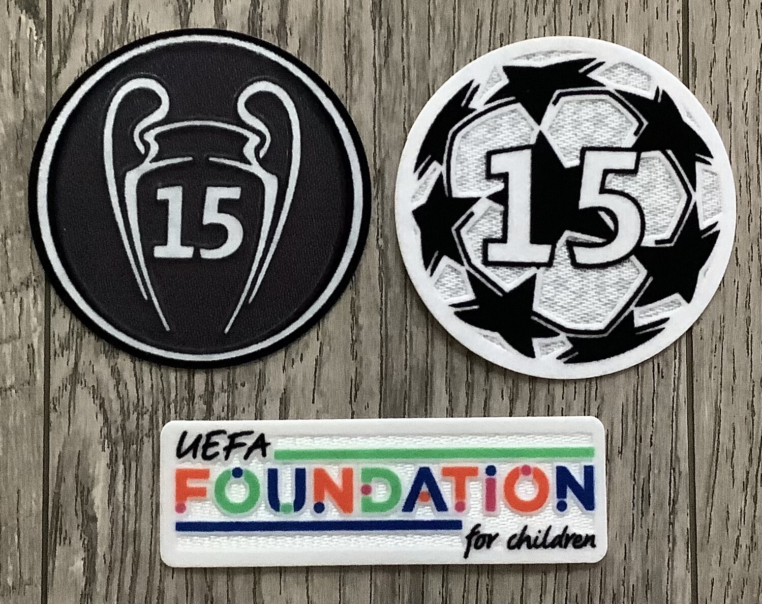 UEFA UCL TROPHY 15 & 15 TIMES WINNER +UEFA FOUNDATION BADGE SET | eBay