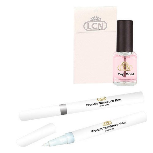 LCN NAIL CARE KIT FRENCH MANICURE SET 1 FEUTRE BLANC + TOP COAT | eBay