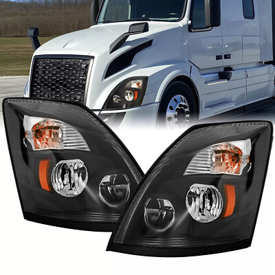 For 2004-2017 2018 Volvo VNL VNX LED Headlights Headlamps Black Left ...