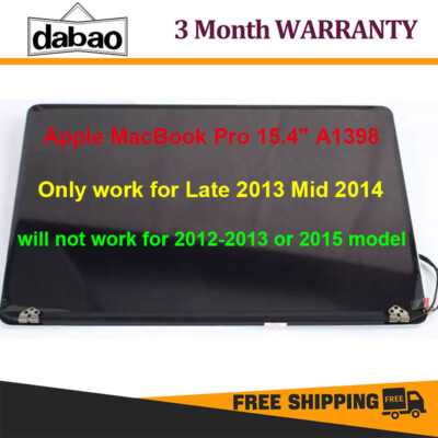 New LCD Screen Display Assembly for MacBook Pro 15" A1398 Late 2013 ...