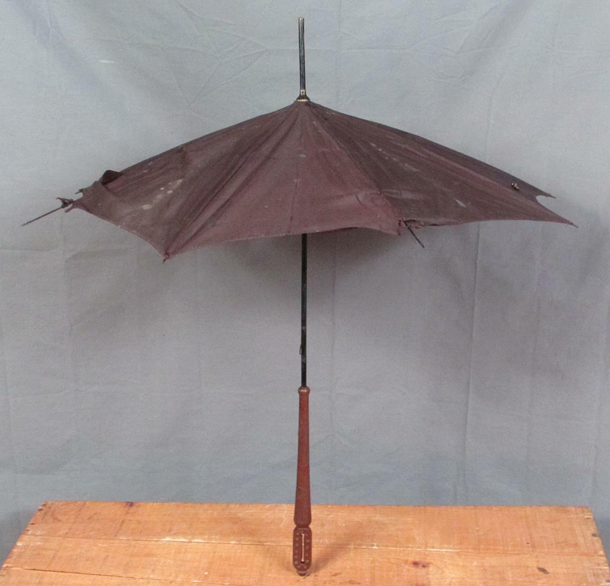 Vintage Antique Umbrella Small Parasol Victorian Rain Sun Wooden Handle ...