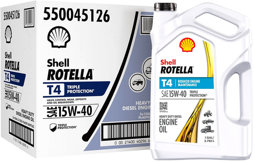 Shell Rotella T4 Triple Protection 15W-40 Motor Oil, 1 Gallon (3 Pack ...