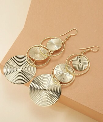 Earrings Yellow Gold Round Drop Earrings | eBay