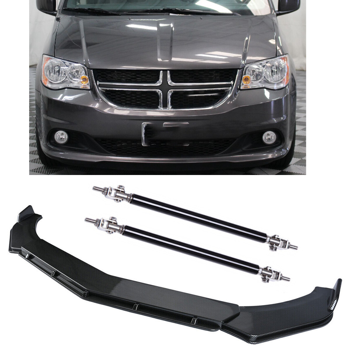 Dodge Grand Caravan Carbon Fiber Front Bumper Lip Spoiler Splitter ...