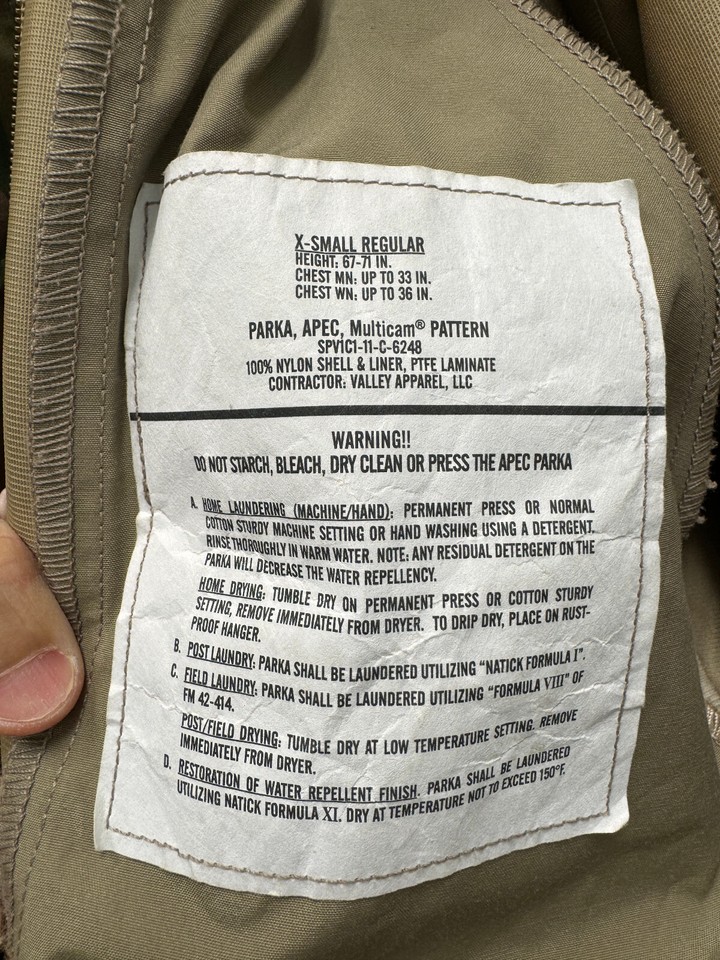 USGI Issue Apecs Gen II Gore Tex OCP Multicam Cold/Wet Weather Parka X ...