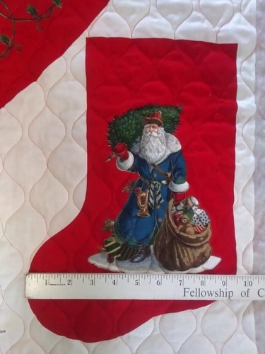 Vtg. NOS. Cranston Olde Father Christmas Quilted Tree Skirt, Stockings ...