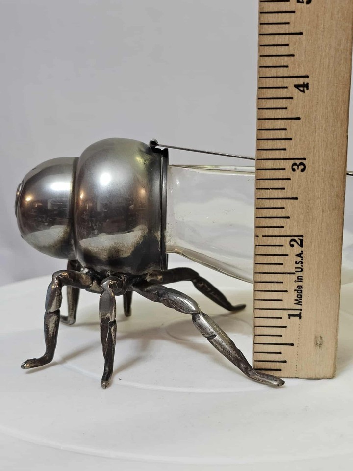 Vtg Silverplate & Clear Glass Bumble Bee Figural Jam Pot Honey Godinger ...