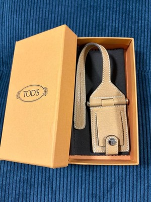 Tod's Beige Leather Luggage Tag with Logo Embossed Badge | eBay UK