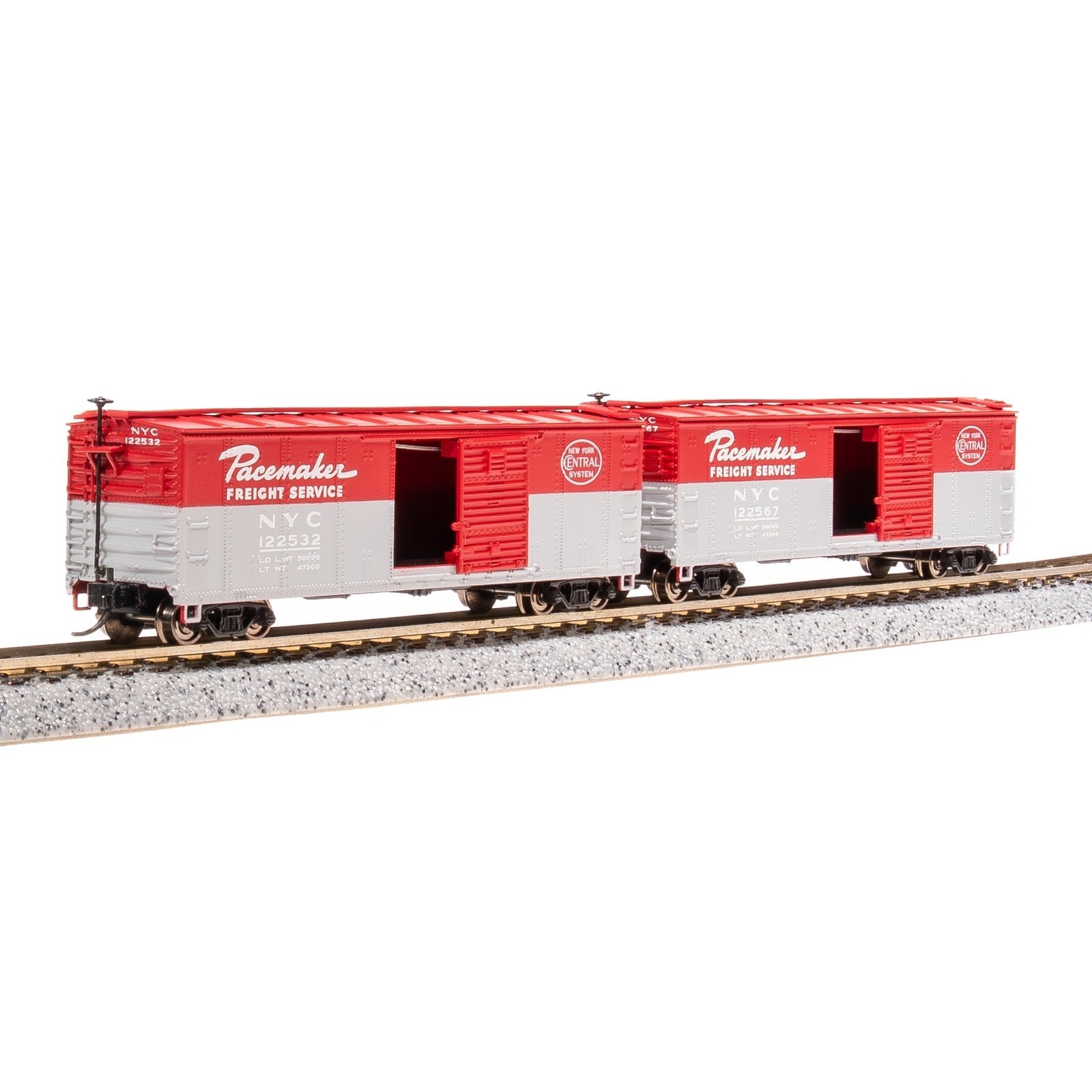 Broadway Limited N USRA 40' Steel Boxcar 2pk NYC/Pacemaker Red/Gray | eBay