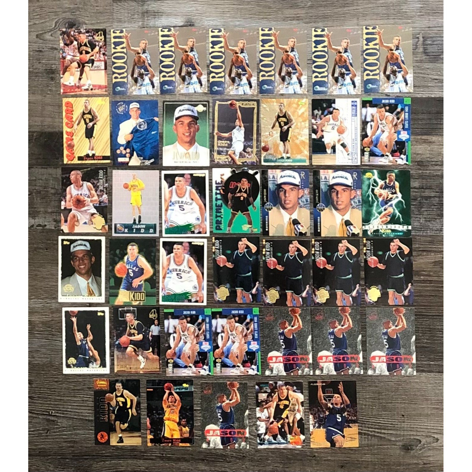 Jason Kidd RC Rookie Card LOT of 40 Topps Upper Deck Fleer Ultra Skybox ...