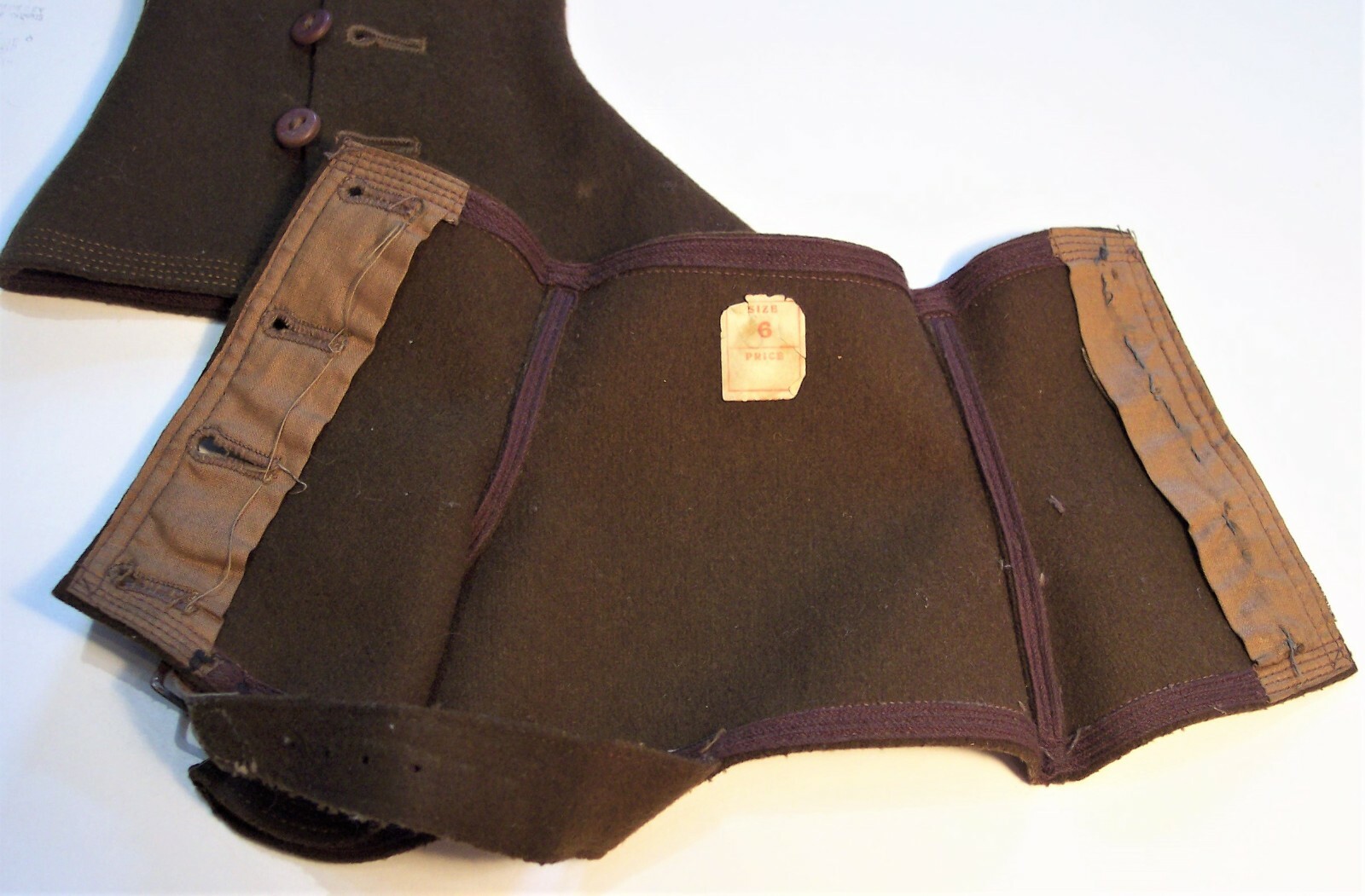 vintage ww11 USA army issue brown wool boot cover spats size 6 DS ...