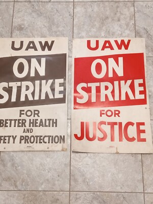 Vintage U.A.W United Auto Workers strike poster signs | eBay UK