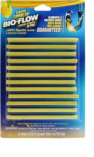 New Lemon Scent BIO-FLOW Drain Strips - 12 PAC (Drain Cleaner ...