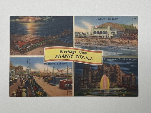 Greetings From Atlantic City New Jersey NJ Vintage Linen 4-Picture ...