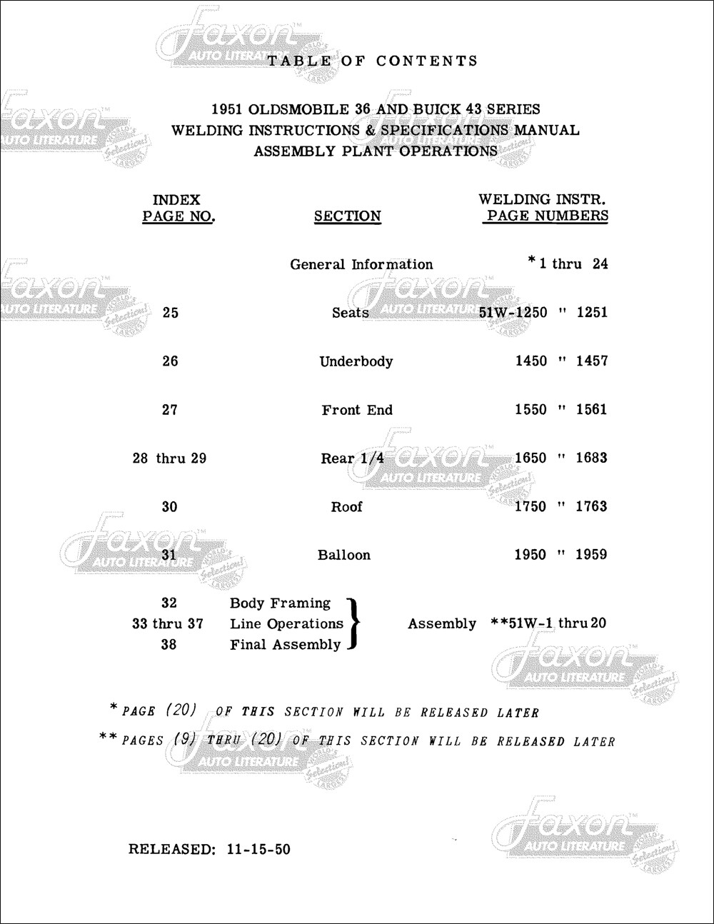 1951 Fisher Body Assembly Manual Set 3 Books Buick Special Oldsmobile ...