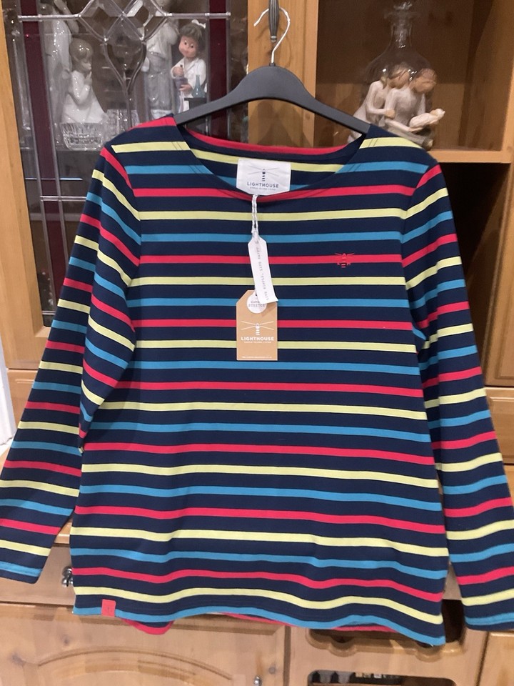Lighthouse Cotton Stretch Ladies Stripped Long Sleeve Top Uk 18 New ...