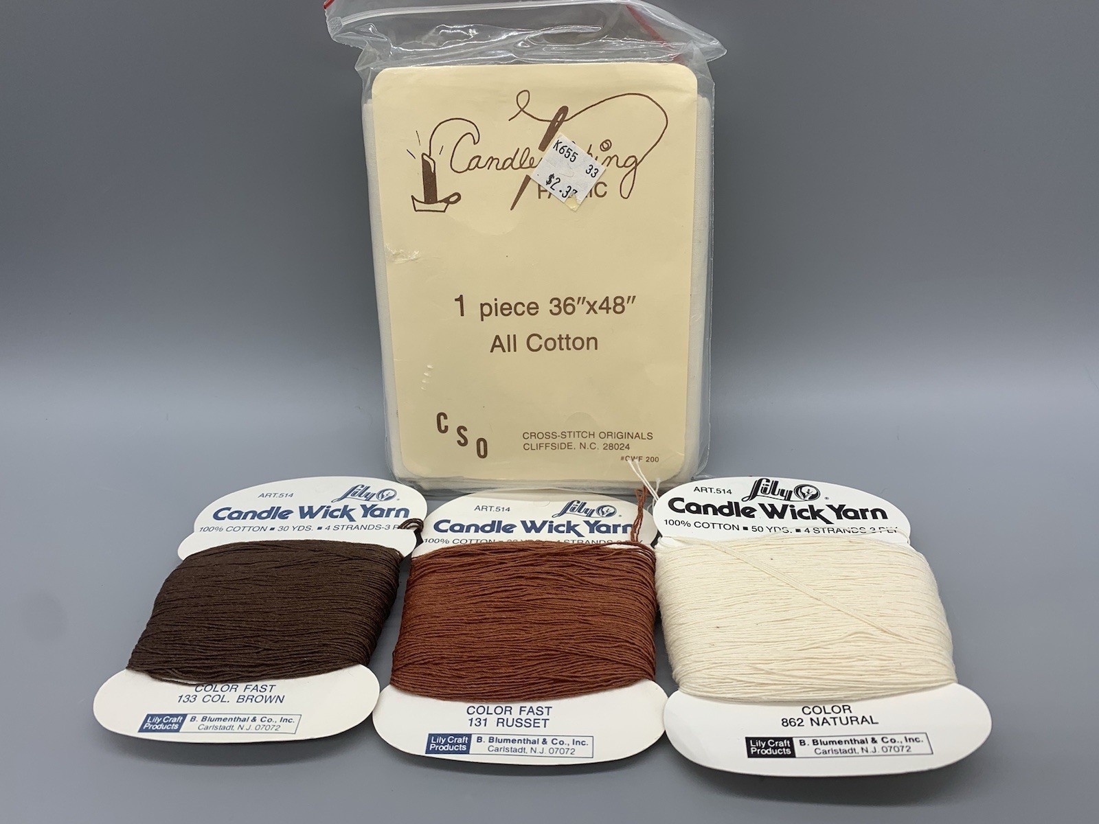 Candlewicking Fabric All-Natualr Cotton 36" x 48" with 3 Colors of Yarn ...