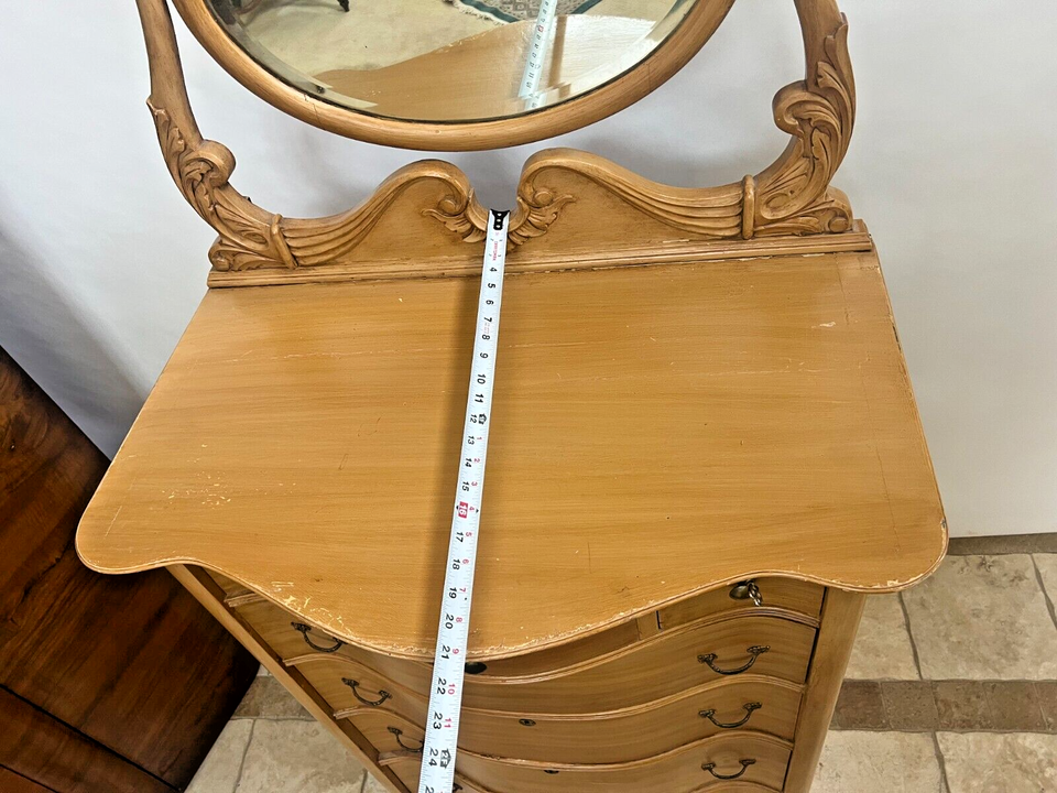 Antique Dresser Tallboy with Mirror Seven Drawers One locking top ...