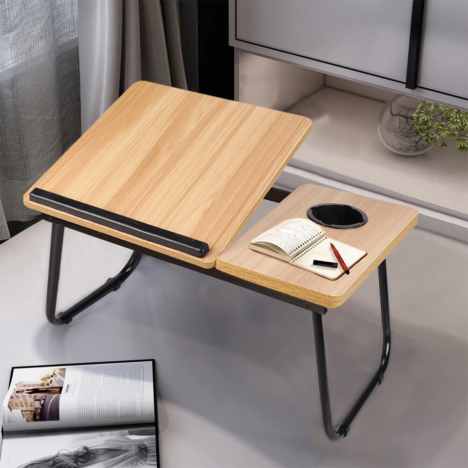 Laptop Bed Table Computer Notebook Desk Stand with Foldable Legs & Cup ...