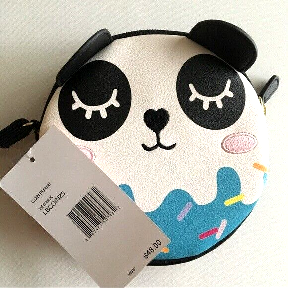 Luv Betsey Johnson Panda Bear Blue Donut Food Coin Purse Wristlet ...