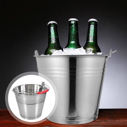 Portable Trash Can Stainless Steel Water Jug Pail Bucket with Handle ...