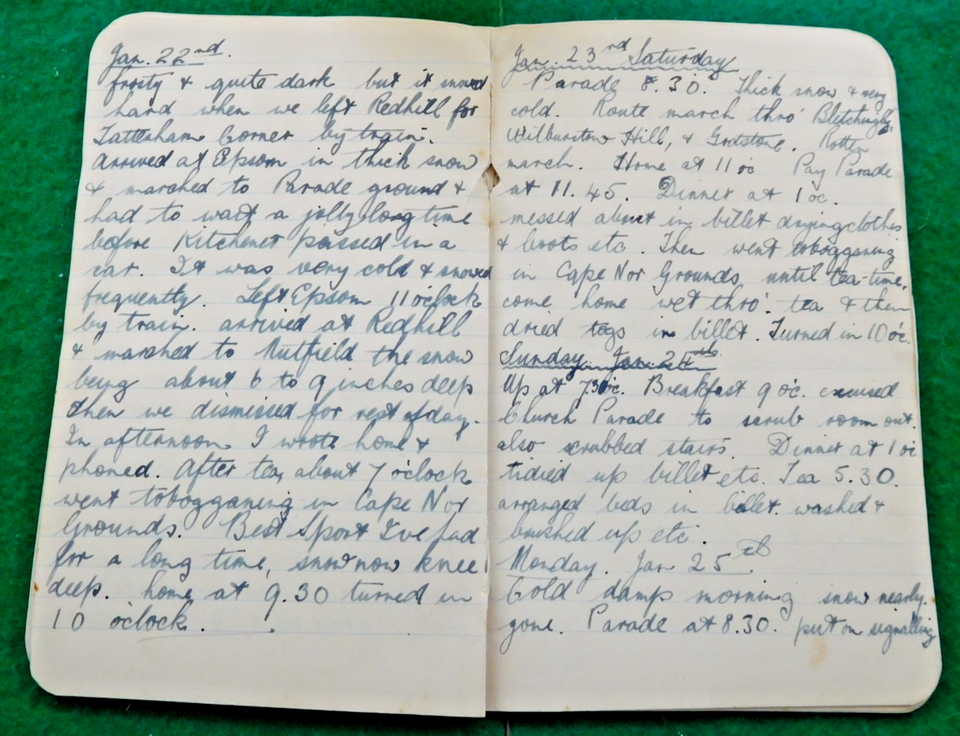 WW1 Diary "My Diary" 1915 2nd / 2nd London Signal Company Jan /Feb ...
