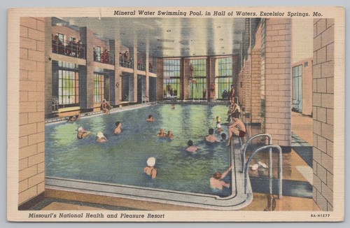 Linen~Excelsior Springs MO~Hall of Waters~Mineral Water Pool~Vintage ...
