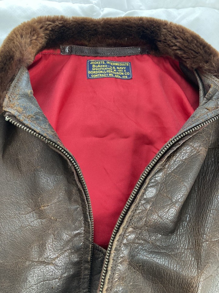 WWII NAVY FLIGHT JACKET M422A PRO-RESTORED ORIGINAL BOMBER G1 GORDON ...