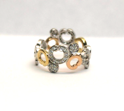 Charriol RARE Diamond 18k 750 Tri Gold Logo Band Ring. Pre Owned | eBay