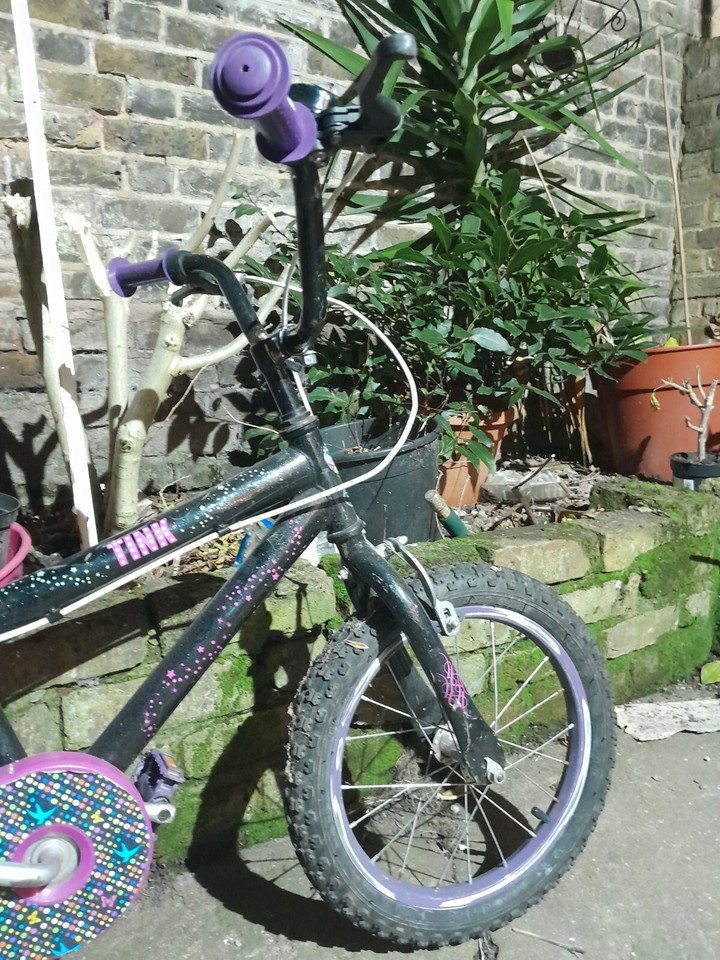 Girls Black and purple BMX Tinkerbell bike 16 inch for 4-7 years old ...