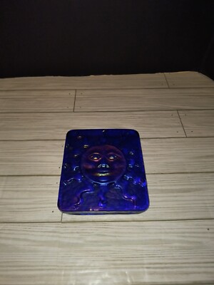 John Cook 2006 Signed Iridescent Carnival Art Glass Sun Face Tile ...