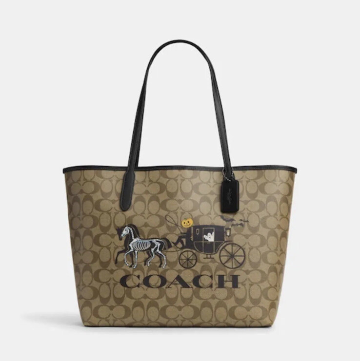 COACH HALLOWEEN CITY TOTE WITH SKELETON HORSE AND CARRIAGE CM756 for ...