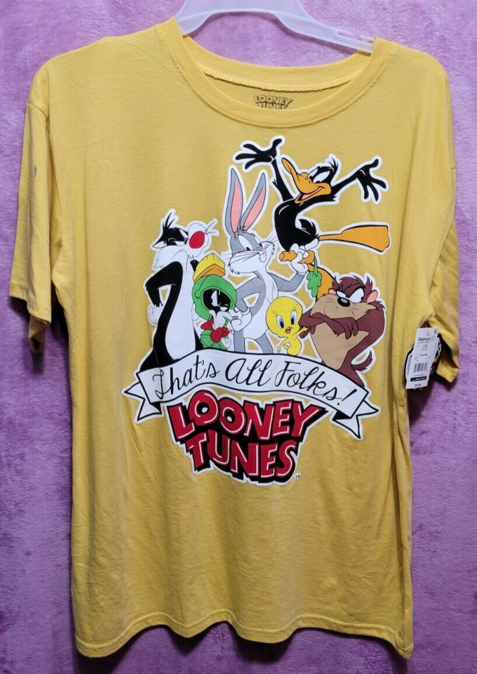 Looney Tunes NEW♈Junior's Printed SS Long Top size M(7-9)~Mustard ...