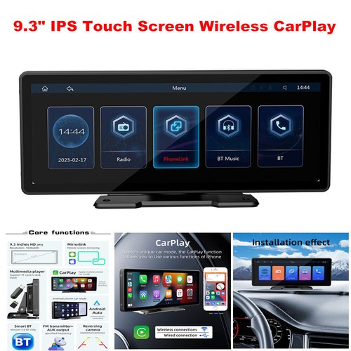 9.3" IPS Touch Screen Wireless CarPlay Android Auto Car Portable Radio ...