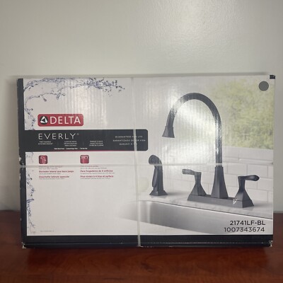 Delta Everly Two Handle Kitchen Faucet Matte Black W/Side 21741LF-BL ...